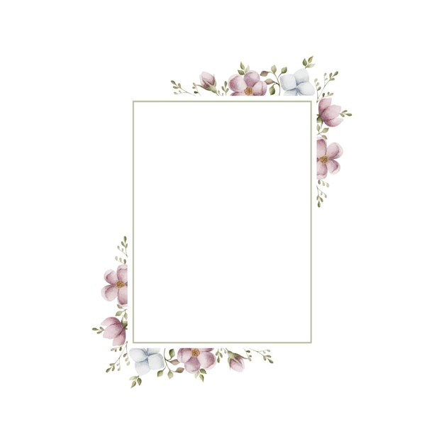 Premium Vector | Rectangle watercolor frame of pink flowers Watercolor ... Premium Vector | Rectangle watercolor frame of pink flowers Watercolor ...