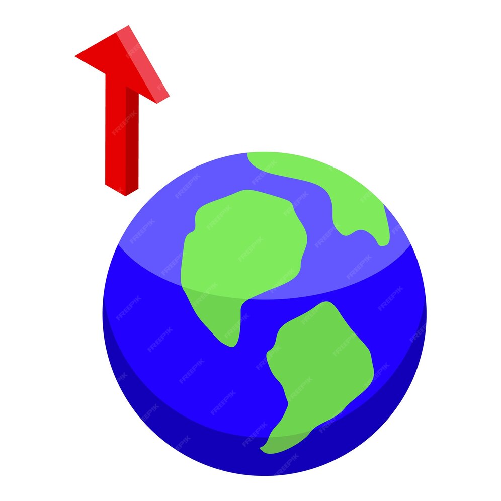 Premium Vector | Red arrow pointing up over planet earth globe Premium Vector | Red arrow pointing up over planet earth globe