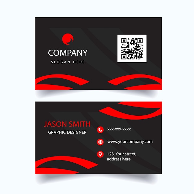 Premium Vector Red And Black Business Card Template