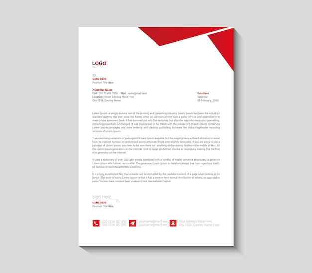 Premium Vector | Red color letterhead Premium Vector | Red color letterhead