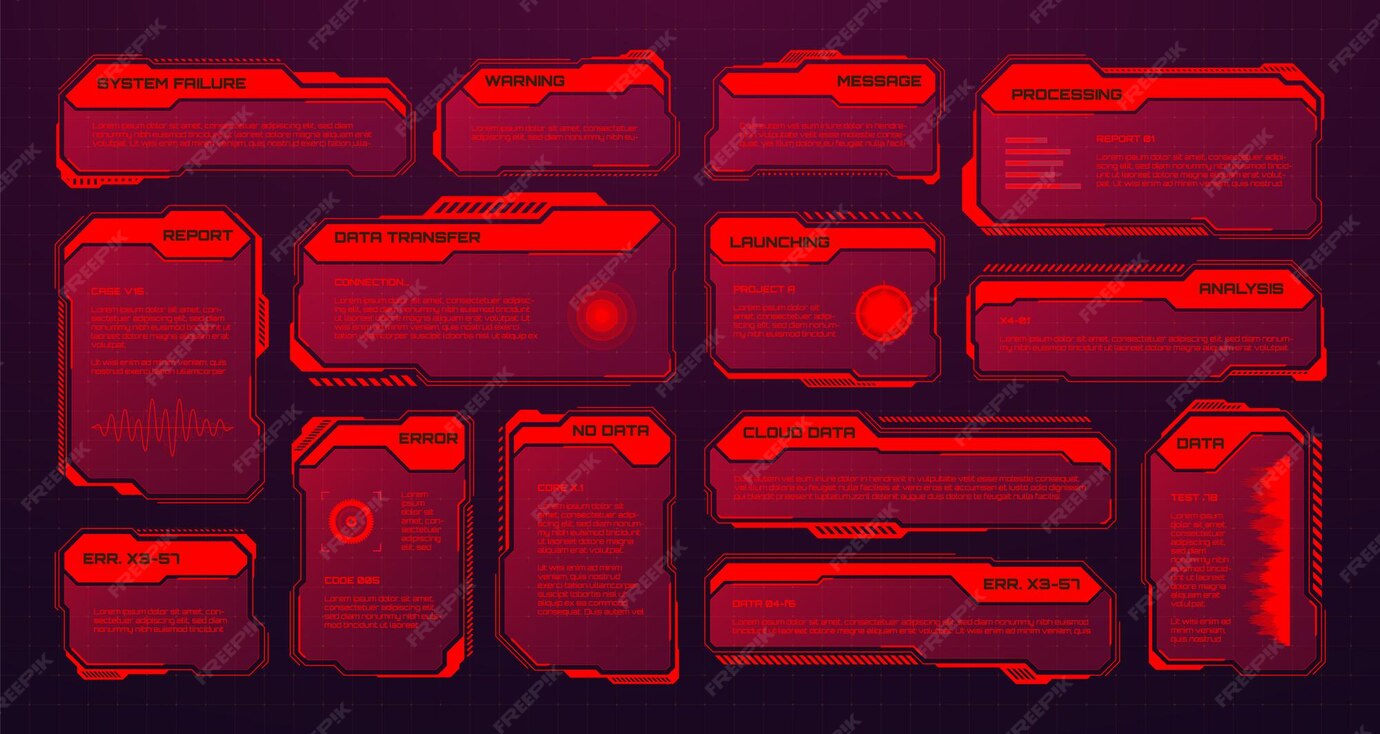 Красные футуристические элементы Hud или пользовательского интерфейса