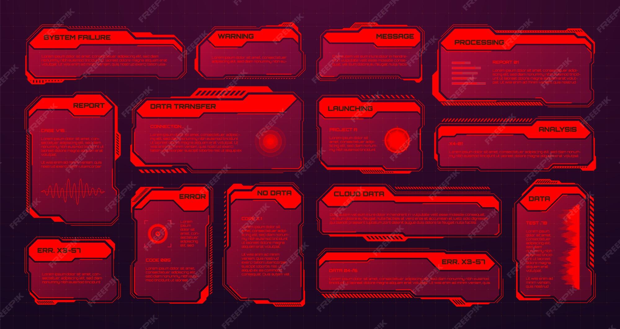 Красные футуристические элементы Hud или пользовательского интерфейса
