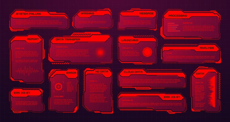 Красные футуристические элементы Hud или пользовательского интерфейса