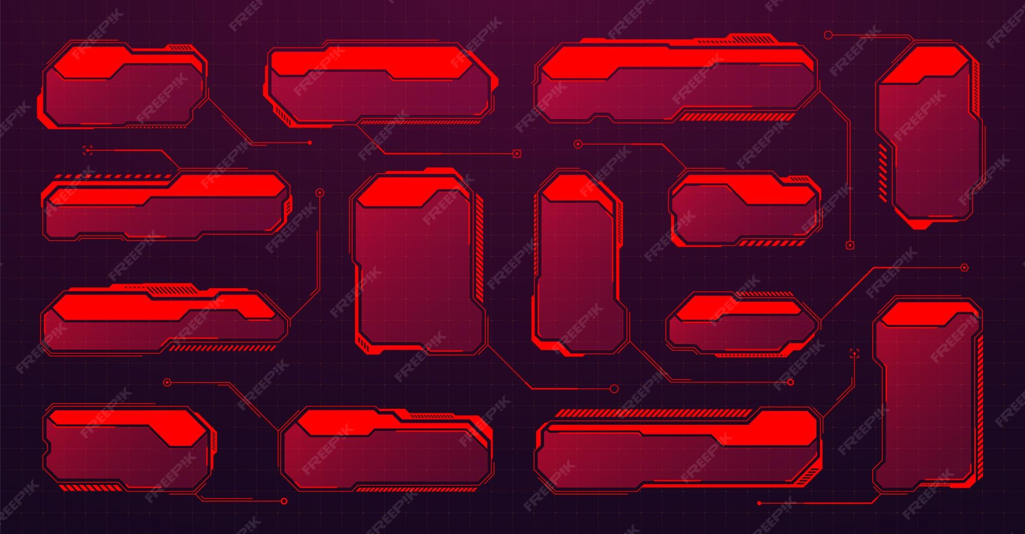 赤い未来的な Hud または Ui 要素 Sf ユーザー インターフェイスのテキスト ボックスの吹き出し警告メッセージ フレーム情報ボックス