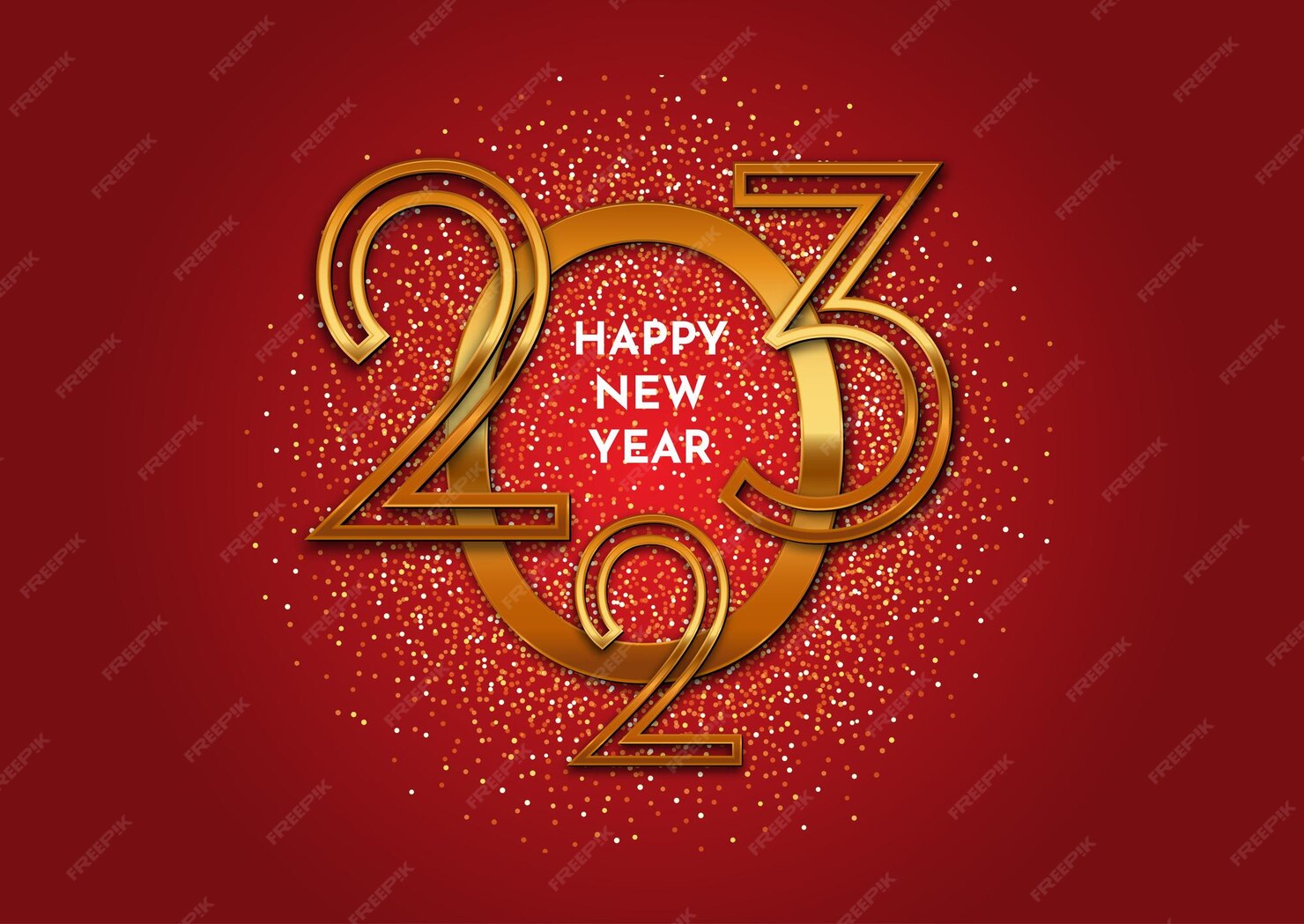 Premium Vector | Red and gold happy new year background with glitter Premium Vector | Red and gold happy new year background with glitter