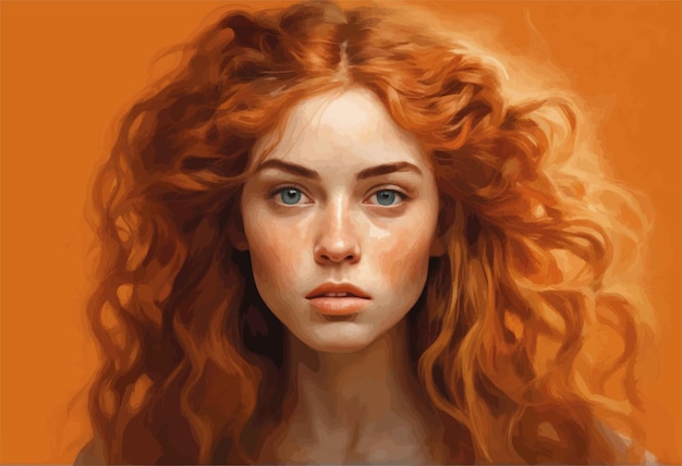 Premium Vector Red Haired Girl With Curly Hair High Quality Photored