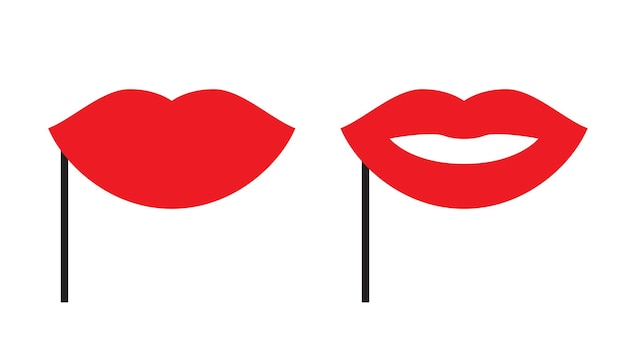 Premium Vector Red lips mask on a stick Photo booth props idea