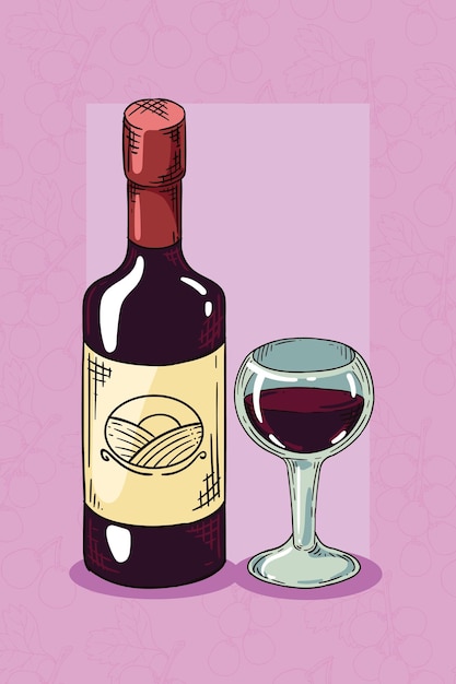 Premium Vector | Red wine bottle and cup Premium Vector | Red wine bottle and cup