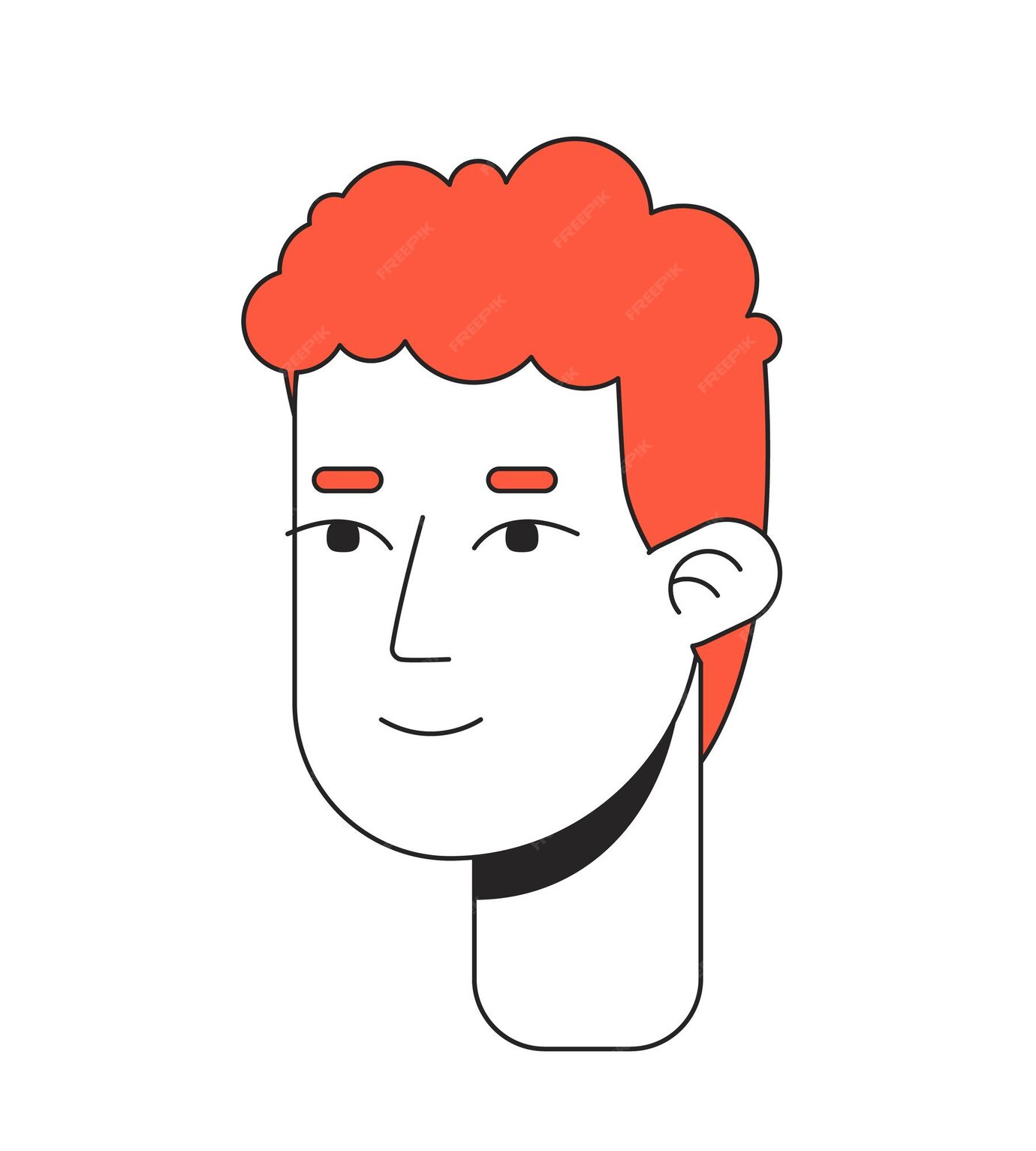 Premium Vector Redhead Curly Hair Cheerful Man 2d Linear Cartoon Character Head Pleasant