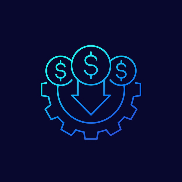 Premium Vector | Reduce or decrease cost line icon