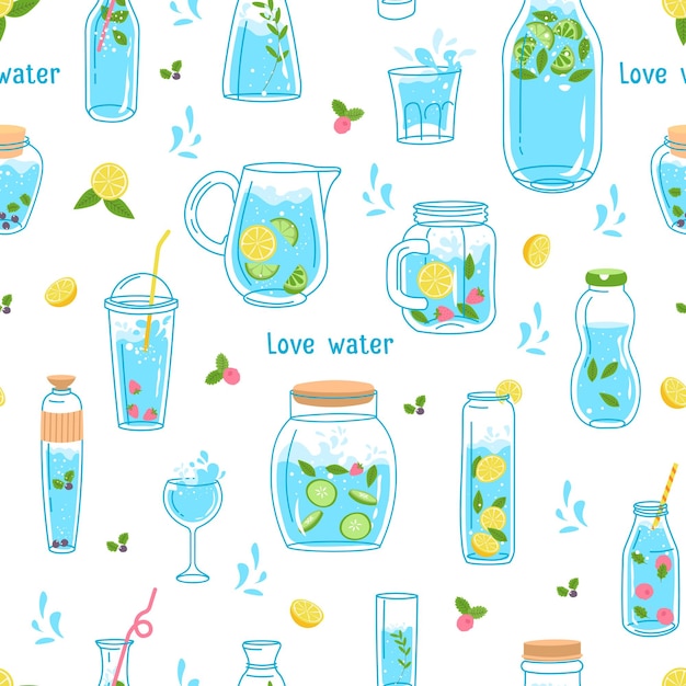 Premium Vector | Refreshing water drinks pattern Premium Vector | Refreshing water drinks pattern