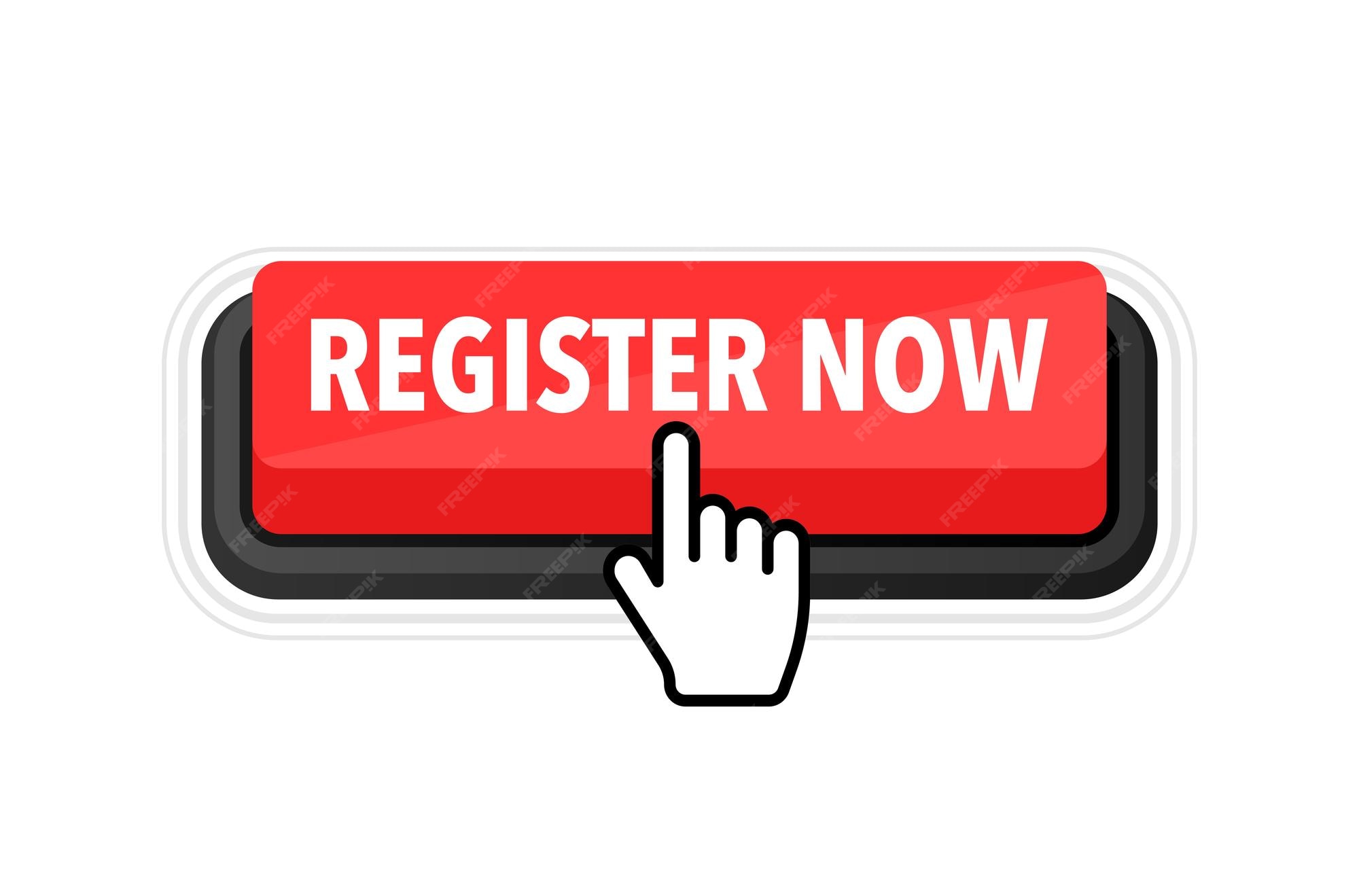 Premium Vector | Register now button with cursor pointer click vector web button