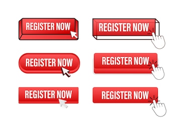 Premium Vector | Register now button with pointer clicking register now web buttons set user ...