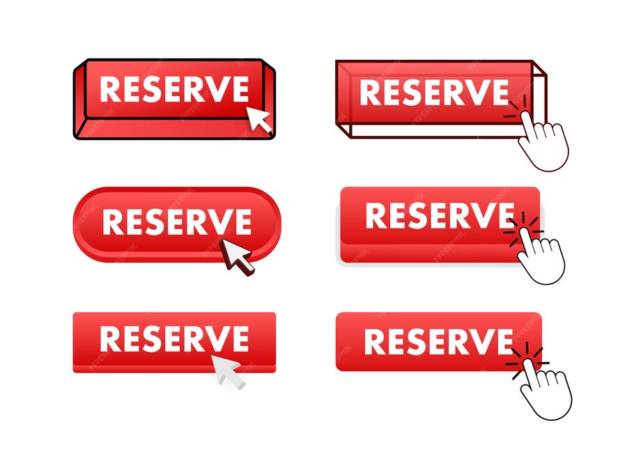 Premium Vector | Reserve button with pointer clicking reserve web buttons set user interface ...