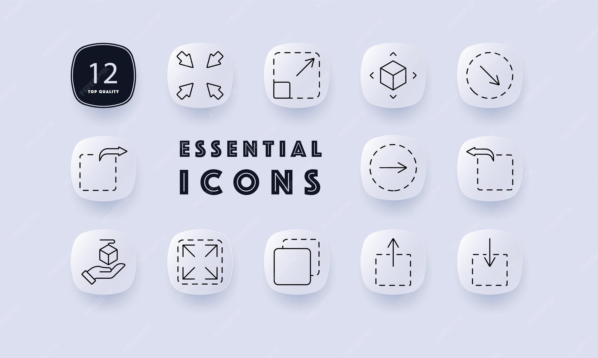Premium Vector | Resize set icon Expand arrows scale box 3D cube fullscreen minimize stretch ...