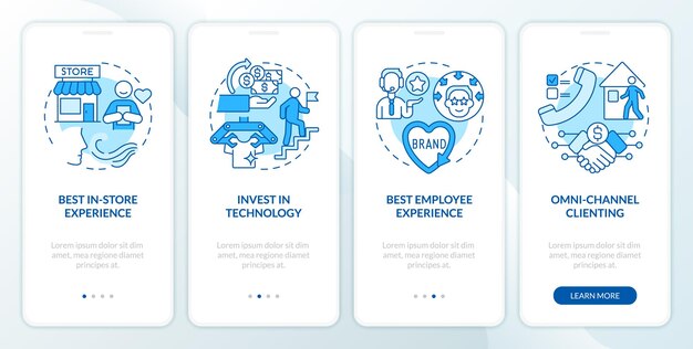 Premium Vector | Retail tendencies blue onboarding mobile app screen Premium Vector | Retail tendencies blue onboarding mobile app screen