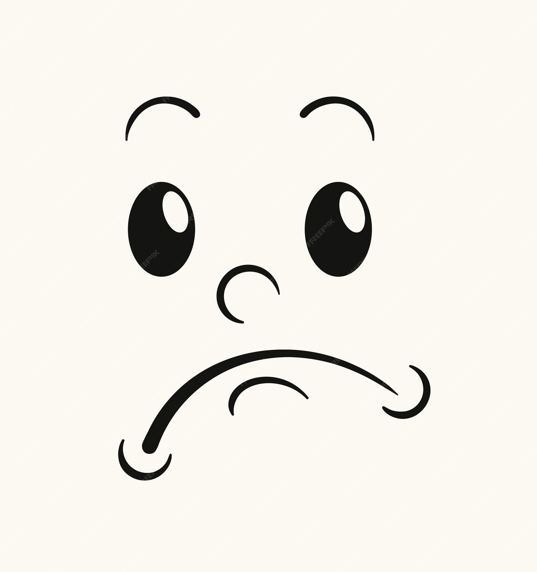 Premium Vector Retro Cartoon Face Concept Character With Unhappy Face Facial Expressions And