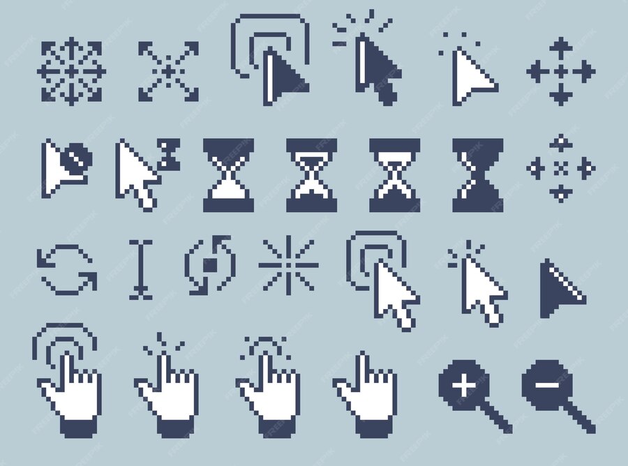 Premium Vector | Retro cursors Pointer arrow cursor hand finger mouse ...