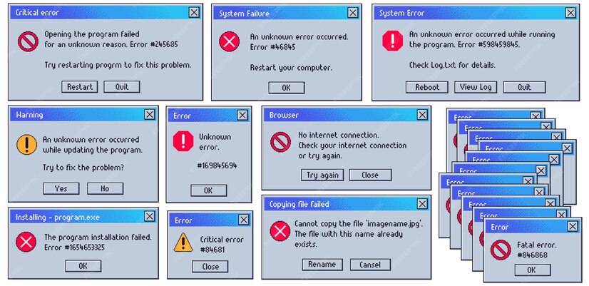 Premium Vector | Retro error message. old user interface system failure ...