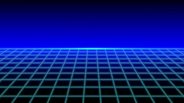 Premium Vector | Retro futuristic neon grid horizon in glowing blue ... Premium Vector | Retro futuristic neon grid horizon in glowing blue ...