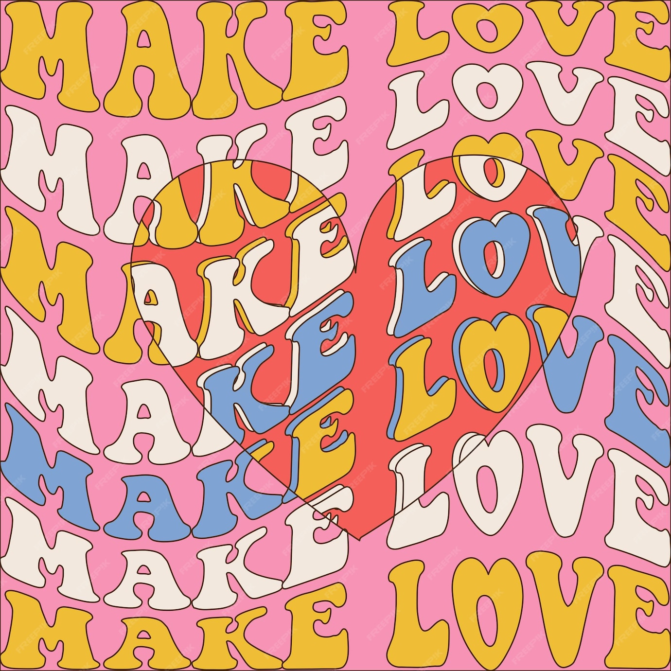 Premium Vector | Retro groovy make love typography poster red heart ... Premium Vector | Retro groovy make love typography poster red heart ...