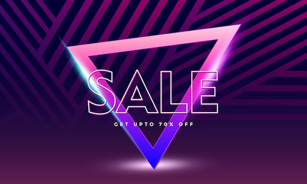 Premium Vector | Retro neon triangular Sale banner Premium Vector | Retro neon triangular Sale banner