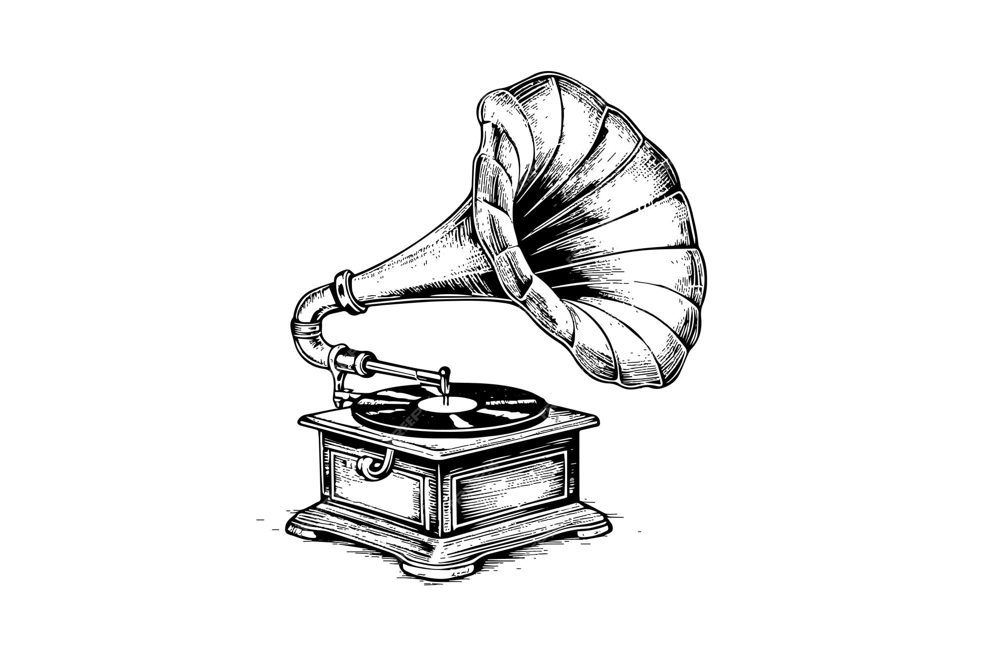 Premium Vector | Retro phonograph gramophone vintage engraved vector ... Premium Vector | Retro phonograph gramophone vintage engraved vector ...