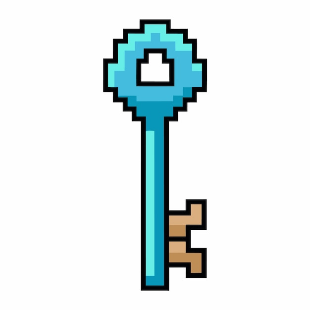 Premium Vector | Retro Pixel Art Key Icon in Blue and Brown Premium Vector | Retro Pixel Art Key Icon in Blue and Brown