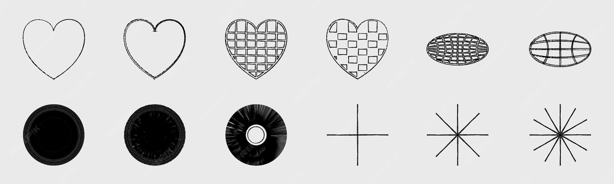 Premium Vector | Retrofuturistic y2k geometry design elements collection large set of retro ...