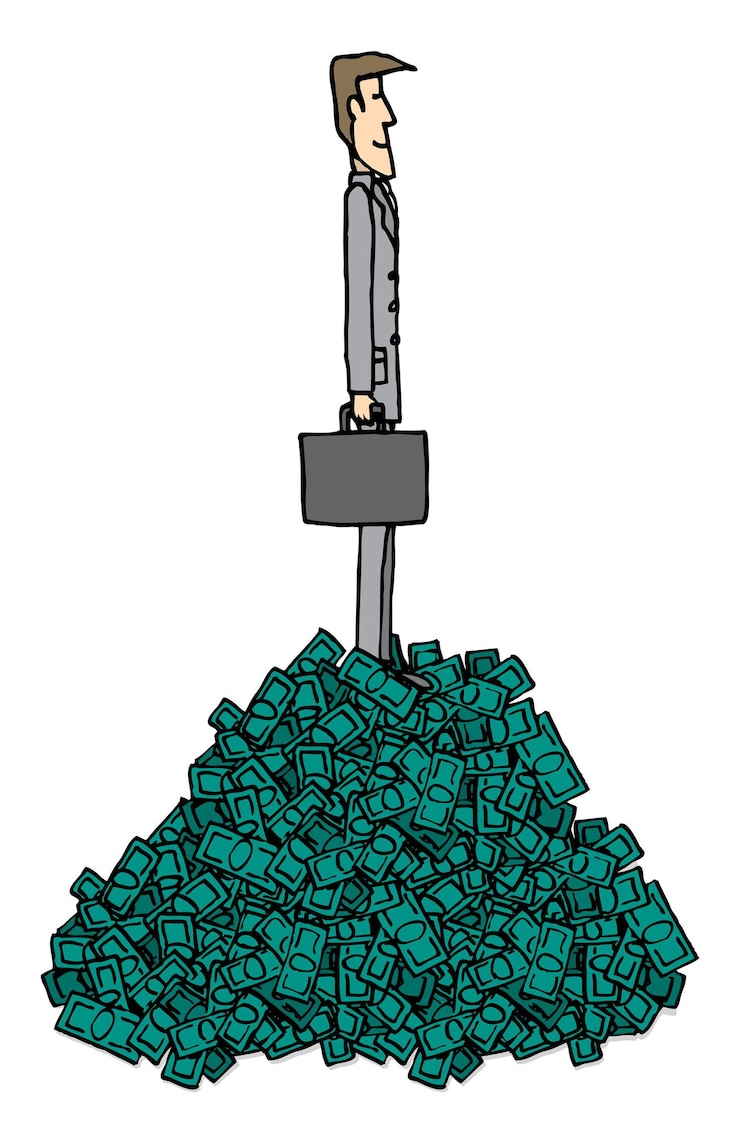 Premium Vector | Rich businessman over pile of money succesful business Premium Vector | Rich businessman over pile of money succesful business