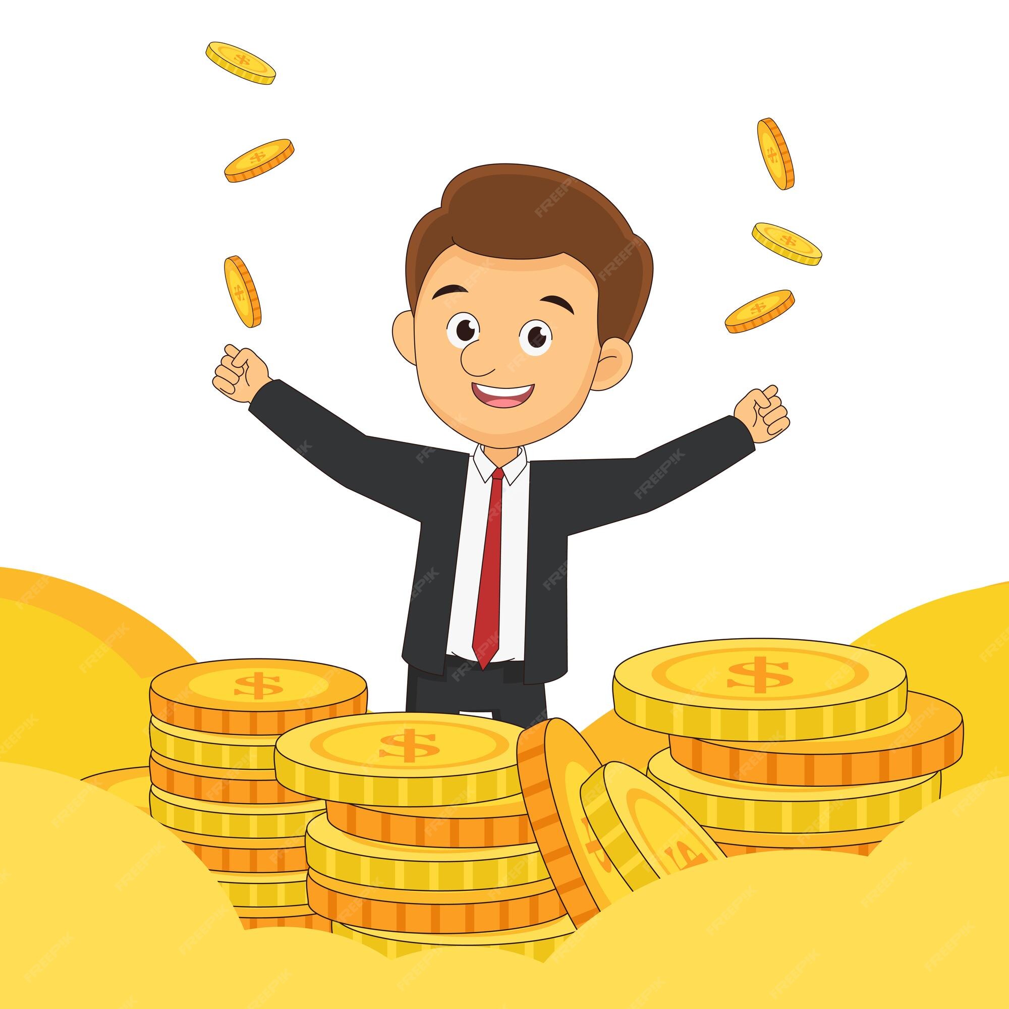 Premium Vector | Rich Businessman with money Premium Vector | Rich Businessman with money