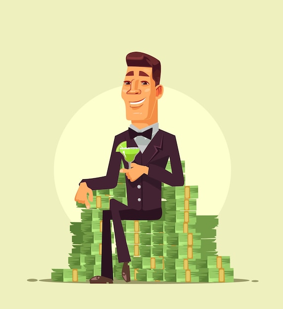 Premium Vector | Rich wealthy happy smiling businessman worker ... Premium Vector | Rich wealthy happy smiling businessman worker ...