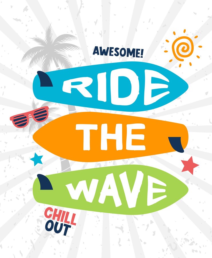 Premium Vector | Ride the wave typography poster concepts Premium Vector | Ride the wave typography poster concepts
