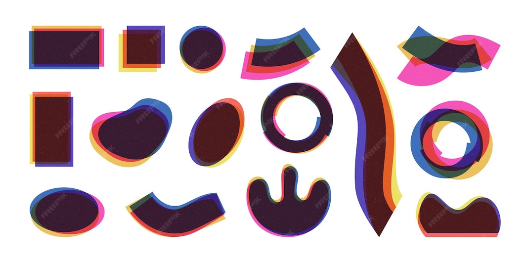 Premium Vector | Risograph print style elements set vector illustration isolated on white ...