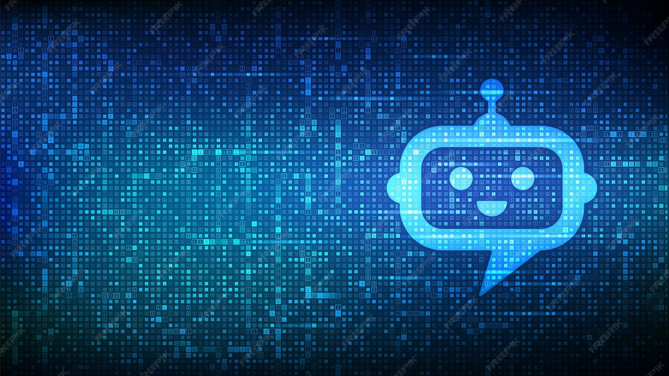 Premium Vector | Robot chatbot head icon sign made with binary code ...