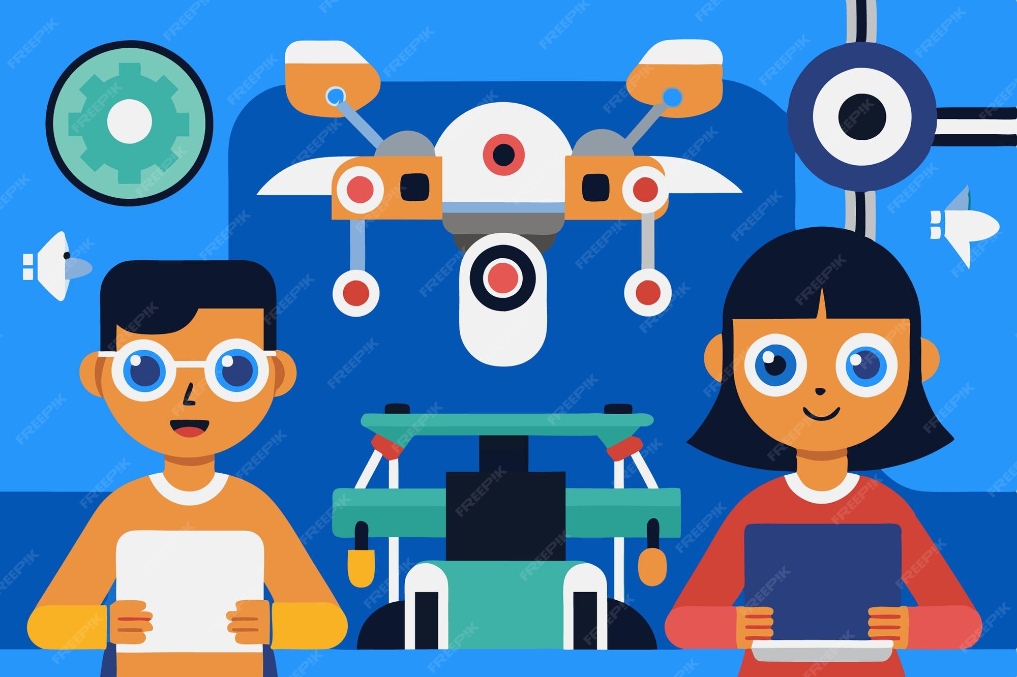 Premium Vector | Robotics Lab Programming Robotic Drones for Various ...