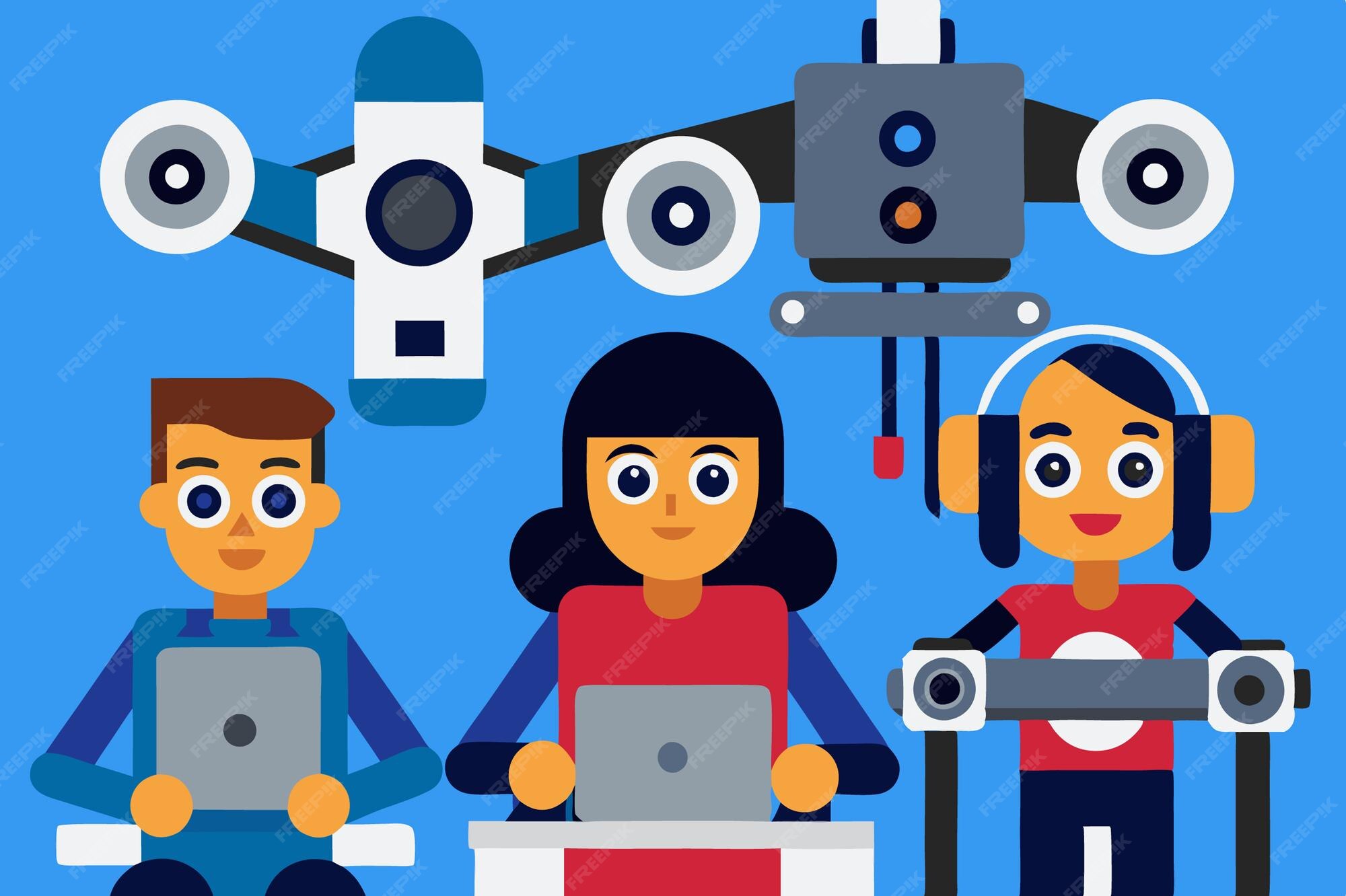 Robotics Lab Programming Robotic Drones for Various Applications Vector ...