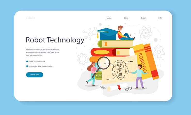Premium Vector | Robotics school subject web banner or landing page ...