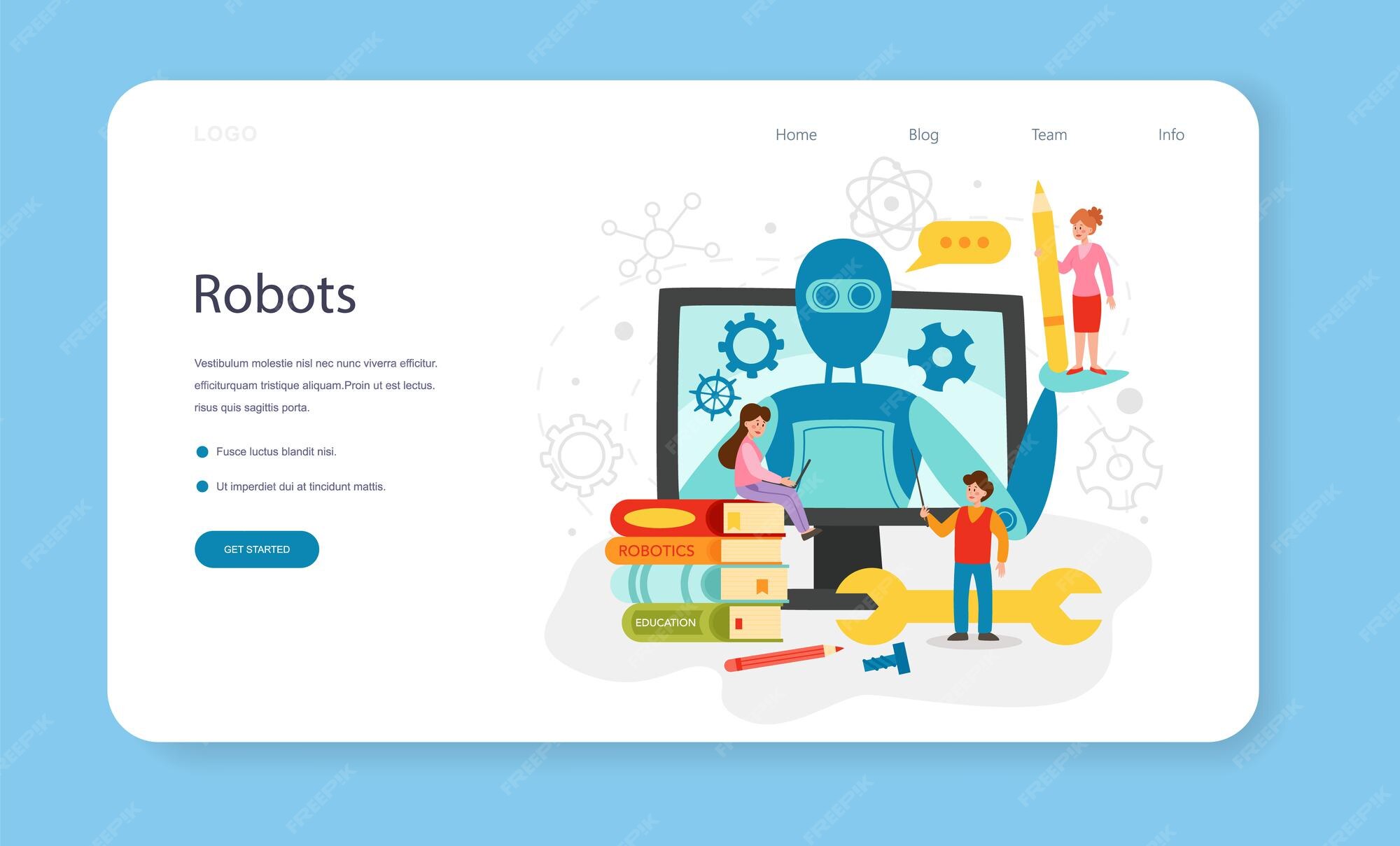 Premium Vector | Robotics school subject web banner or landing page ...