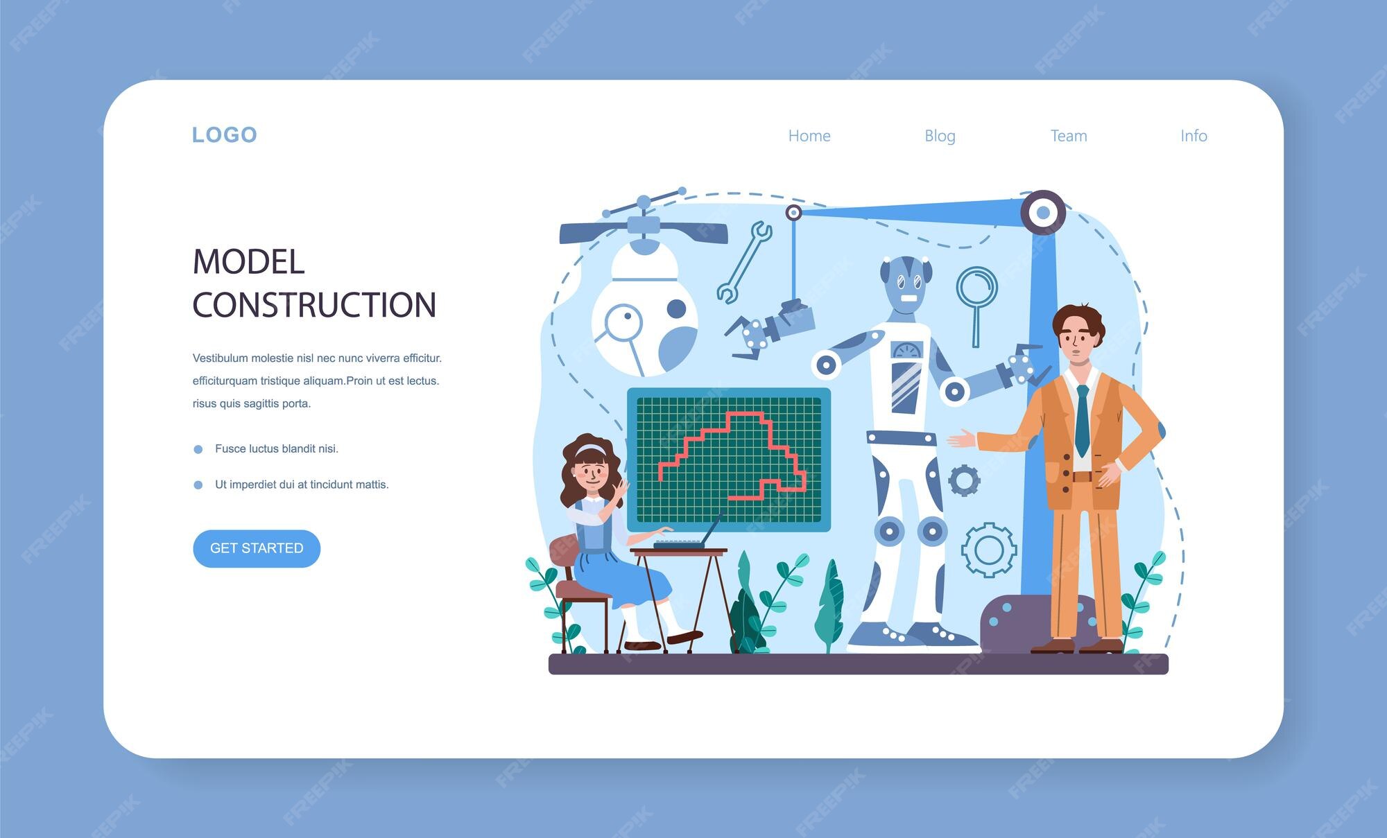 Premium Vector | Robotics school subject web banner or landing page ...