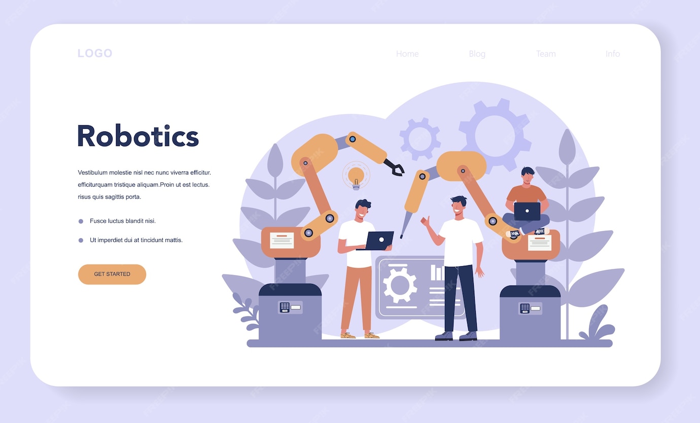 Premium Vector | Robotics web landing page. Robot engineering and ...