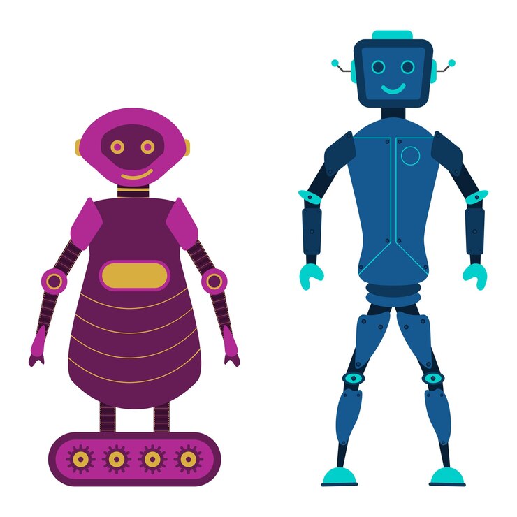 Premium Vector Robots Cute Characters Transformer Androids Set Artificial Cyborg Technology