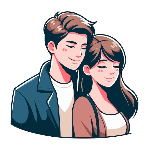 Premium Vector Romantic Couple Lovers Vector Illustration Happy Young