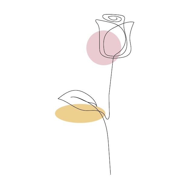 Premium Vector Rose Flower Line Art Contour Drawing Minimalism Art