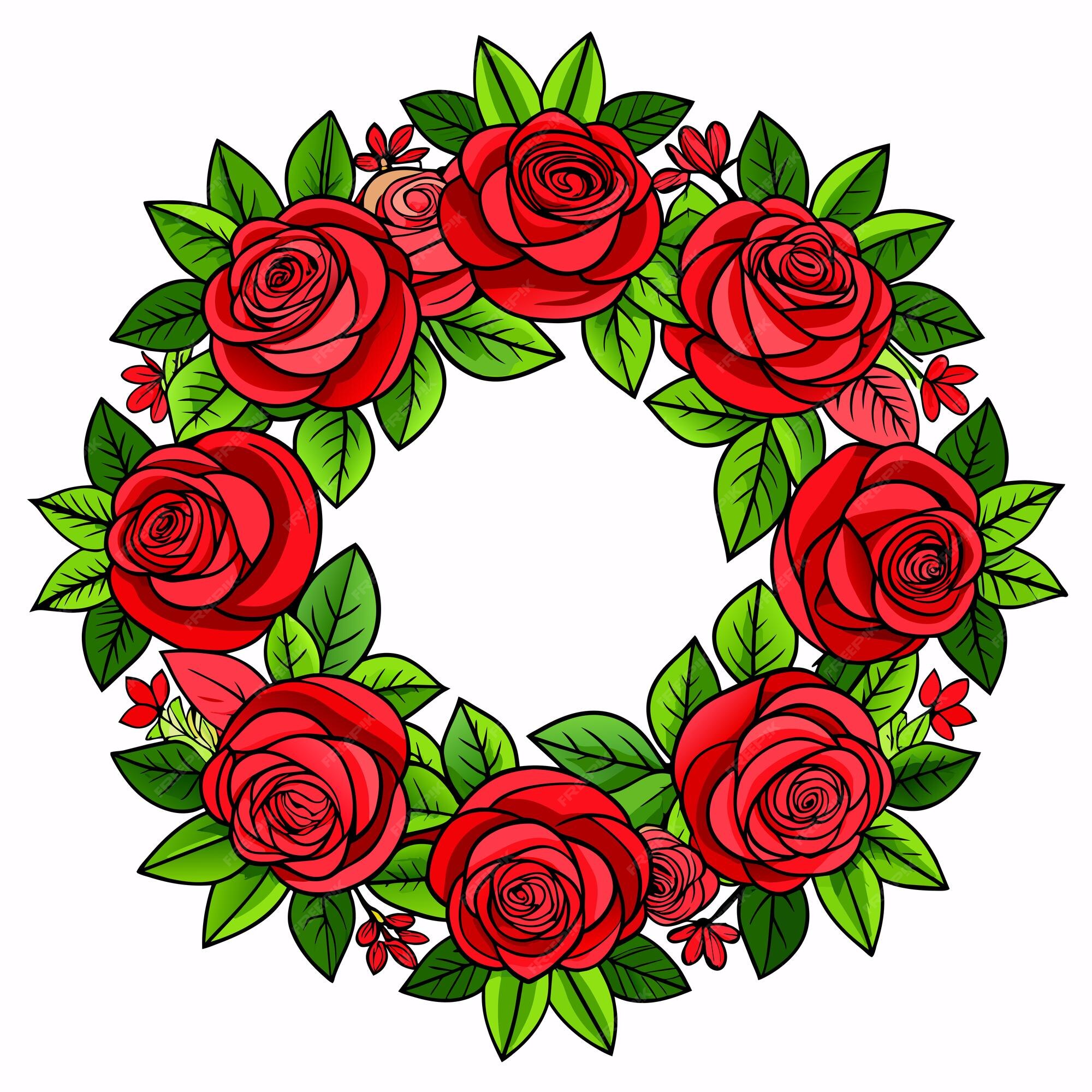 Premium Vector | Round frame of realistic red roses vector illustration Premium Vector | Round frame of realistic red roses vector illustration