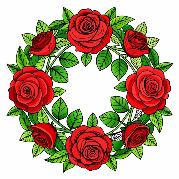 Premium Vector | Round frame of realistic red roses vector illustration Premium Vector | Round frame of realistic red roses vector illustration