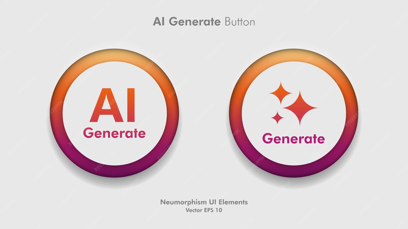 Premium Vector | Round generate AI button user interface on white background Artificial ...