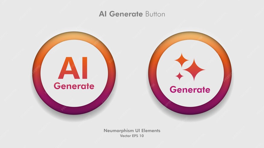 Premium Vector | Round generate AI button user interface on white background Artificial ...