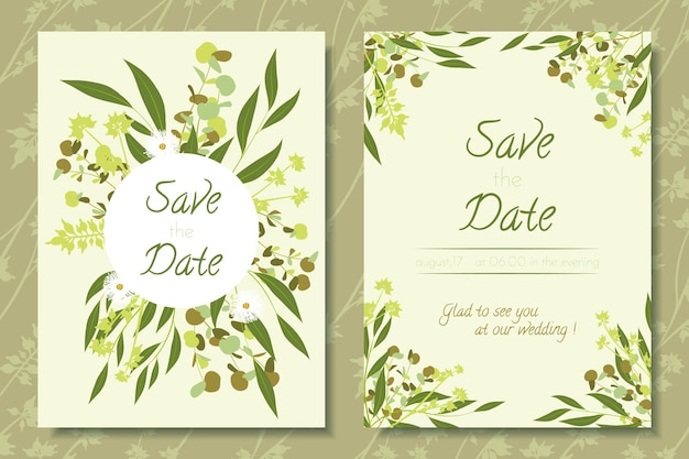 Premium Vector | Rustic eucalyptus wedding cards collection Premium Vector | Rustic eucalyptus wedding cards collection