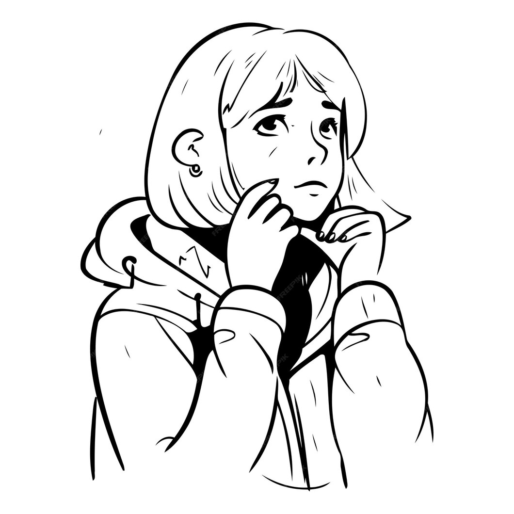 Premium Vector Sad Woman In A Coat Vector Illustration Of A Sad Woman